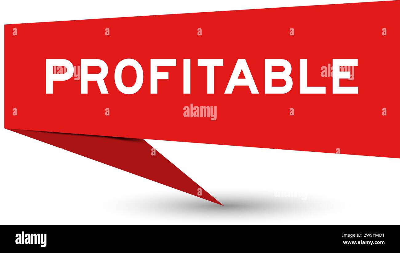 Red color speech banner with word profitable on white background Stock ...