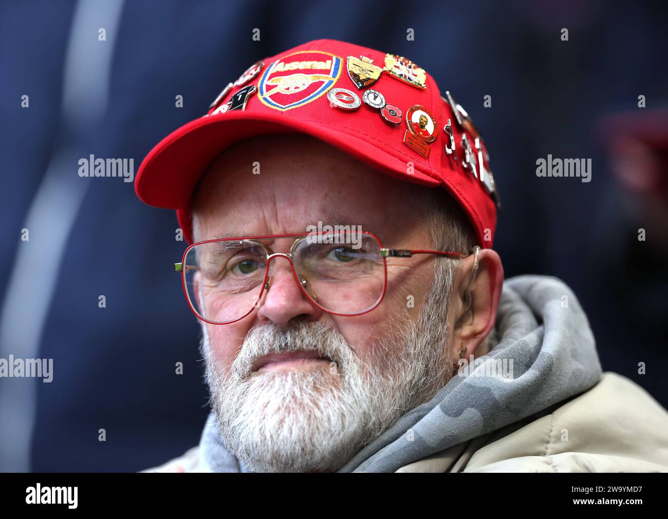 An Arsenal fan in the stands during the Premier League match at Craven ...