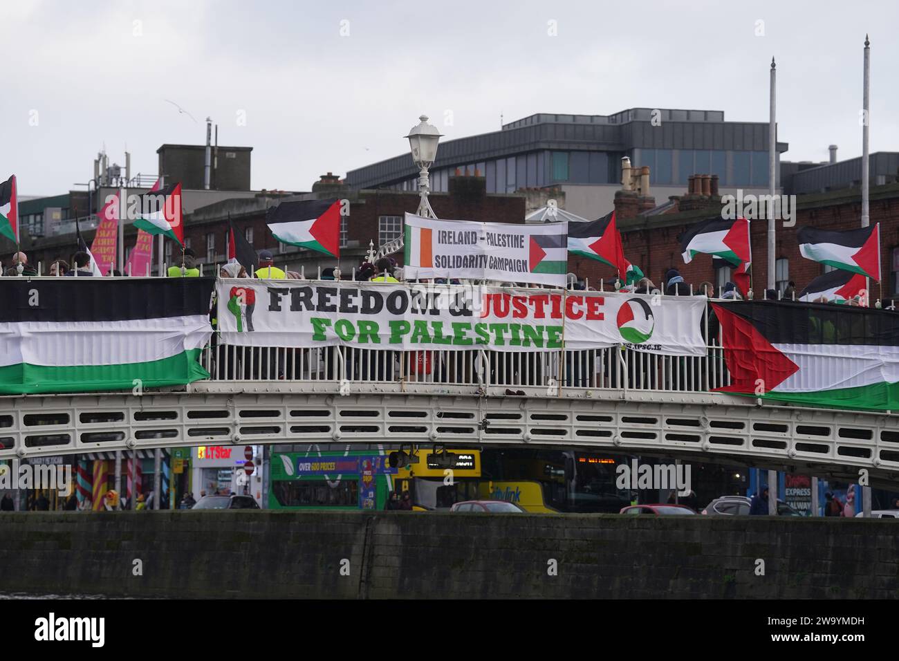 Supporters of the Ireland-Palestine Solidarity Campaign take part in ...