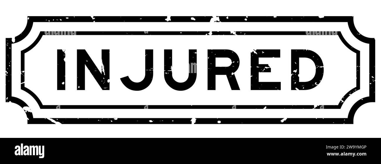Grunge black injured word rubber seal stamp on white background Stock ...