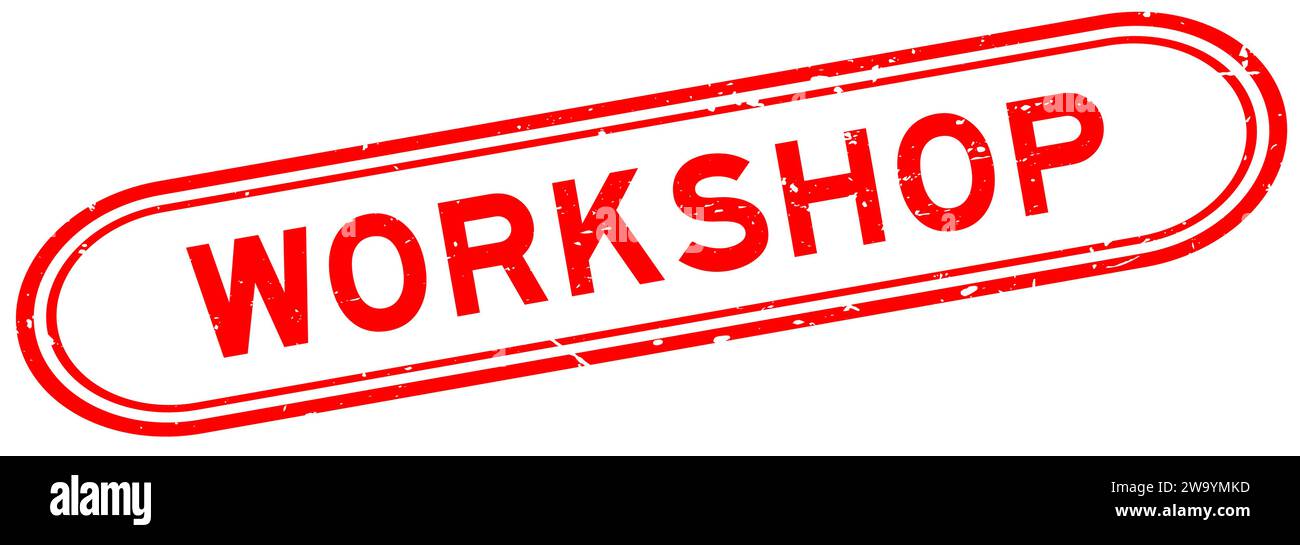 Grunge red workshop word rubber seal stamp on white background Stock ...