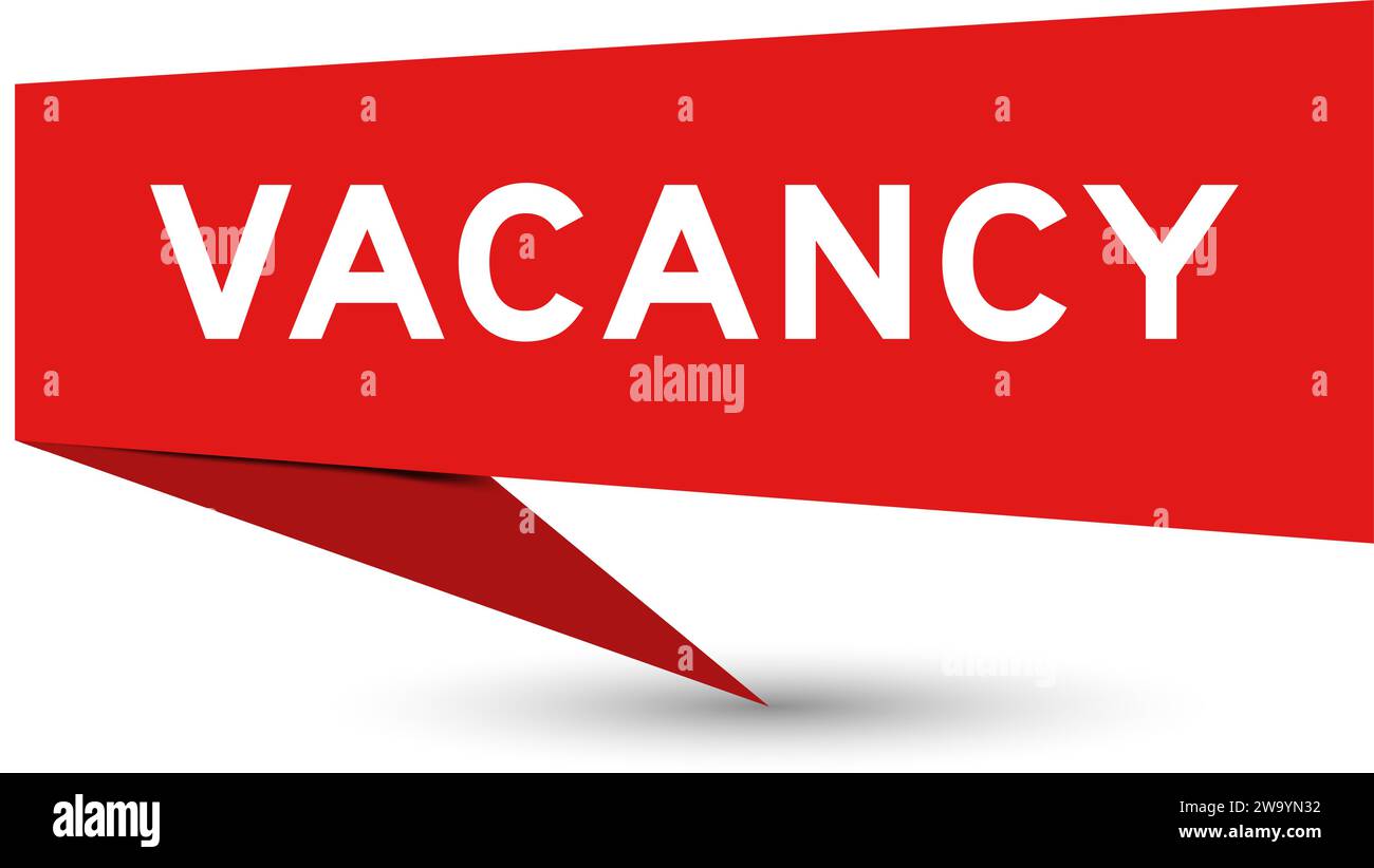 Red color speech banner with word vacancy on white background Stock ...