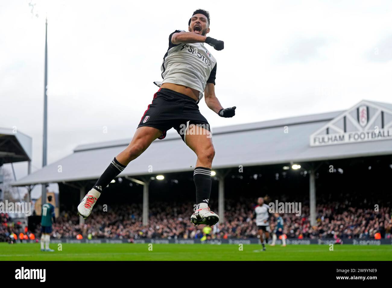 Fulham's Raul Jimenez celebrates after scoring his side's first goal ...