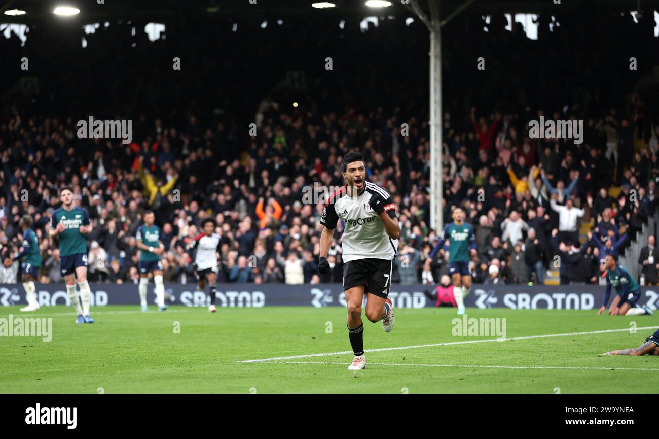 Fulham's Raul Jimenez celebrates scoring their side's first goal of the ...