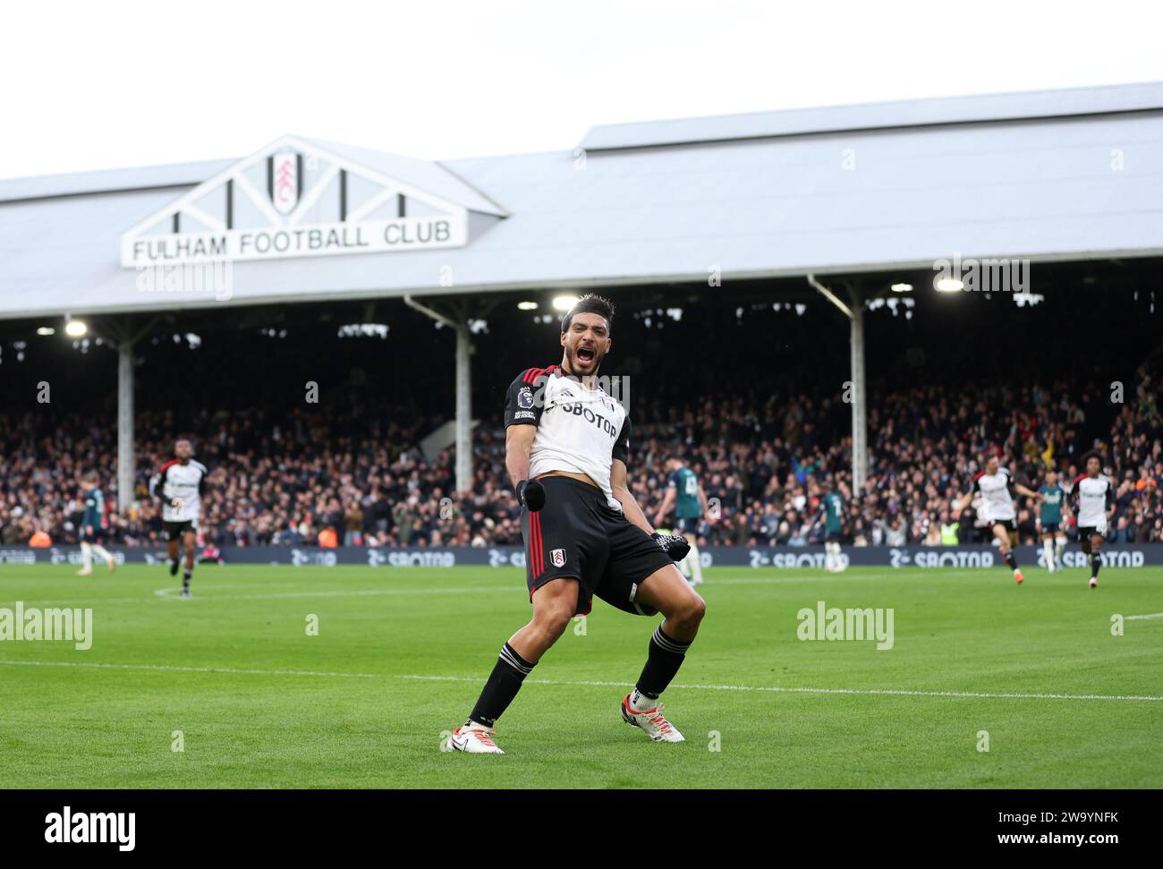 Fulham's Raul Jimenez celebrates scoring their side's first goal of the ...