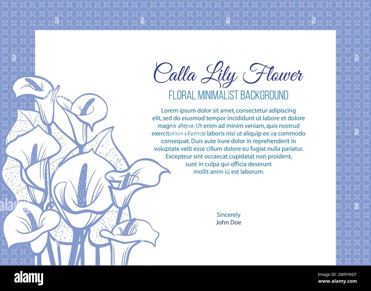 Calla Lily Floral Minimalist Background Vector Design Stock Vector ...