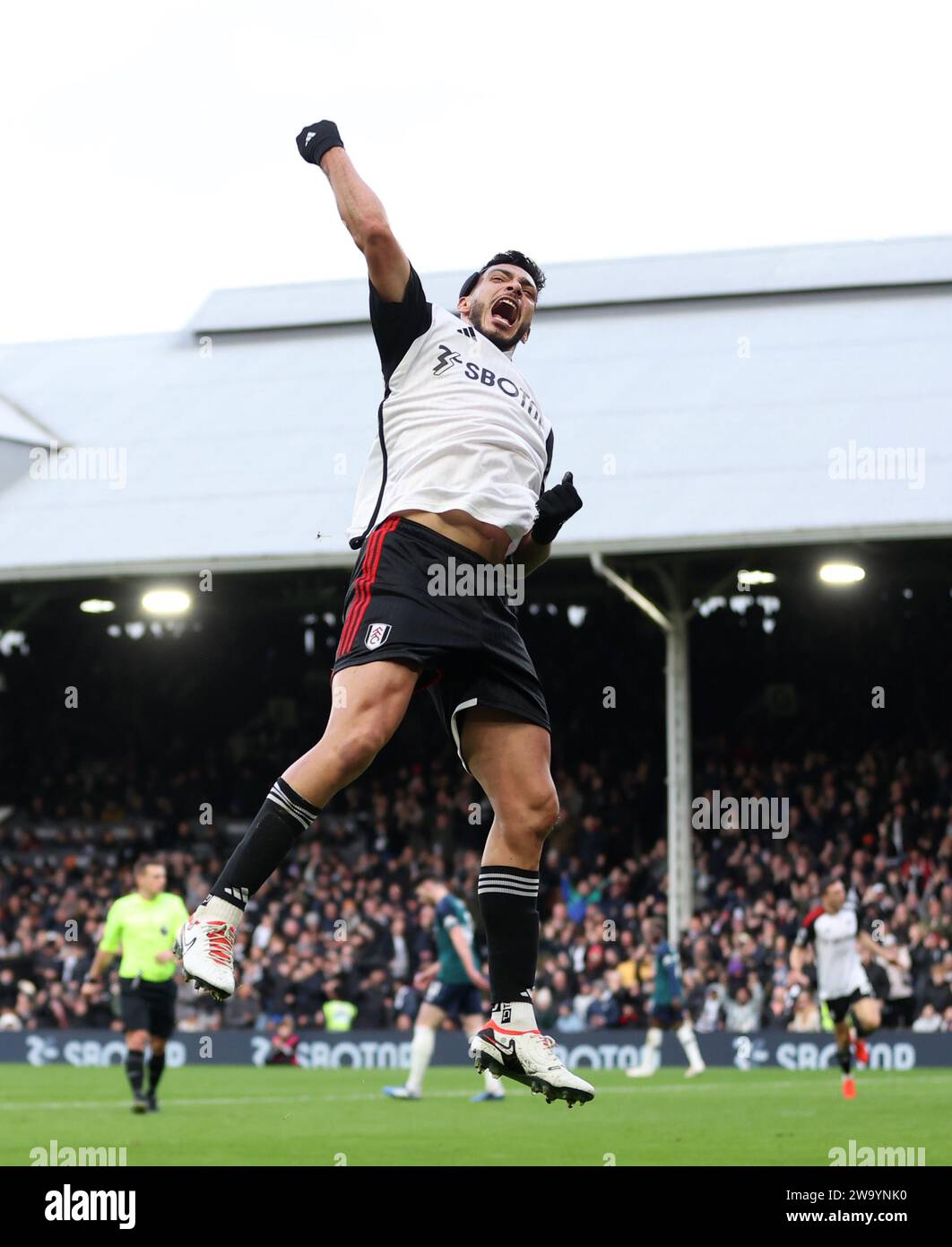 Fulham's Raul Jimenez celebrates scoring their side's first goal of the ...