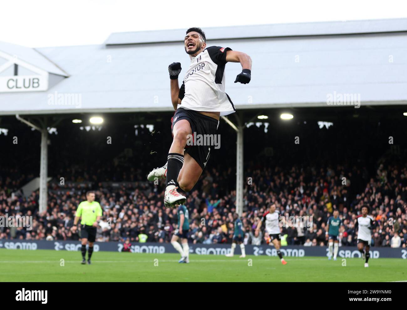Fulham's Raul Jimenez celebrates scoring their side's first goal of the ...