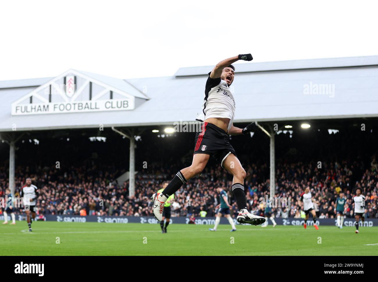 Fulham's Raul Jimenez celebrates scoring their side's first goal of the ...