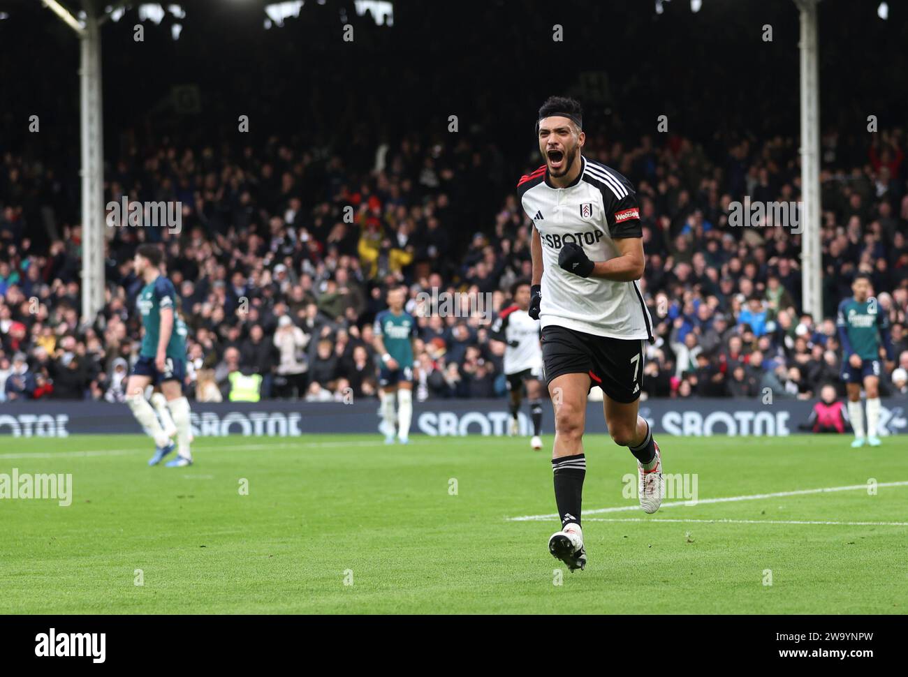 Fulham's Raul Jimenez celebrates scoring their side's first goal of the ...