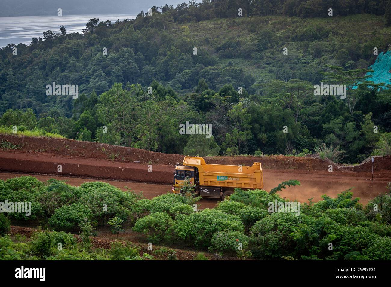 The electric truck operated by Vale Indonesia seen moving around the ...