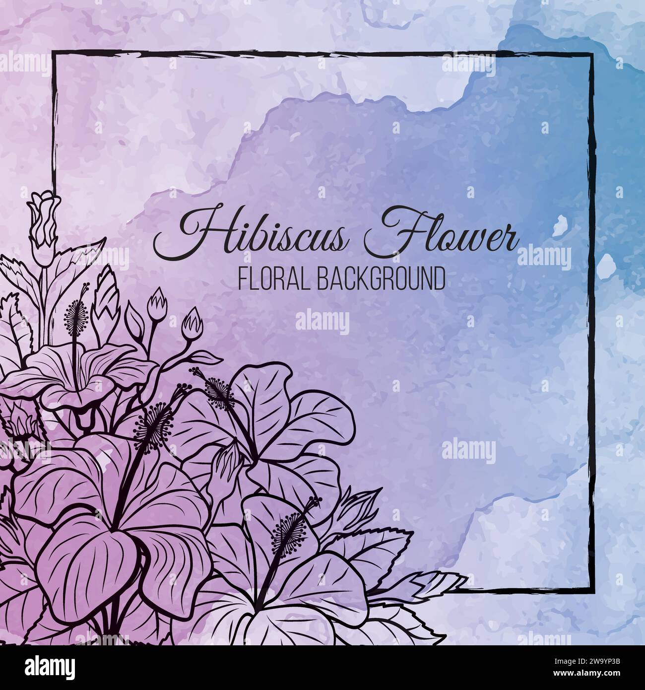 Hibiscus Circle Frame Flower Outline Drawings Vector Design Stock ...