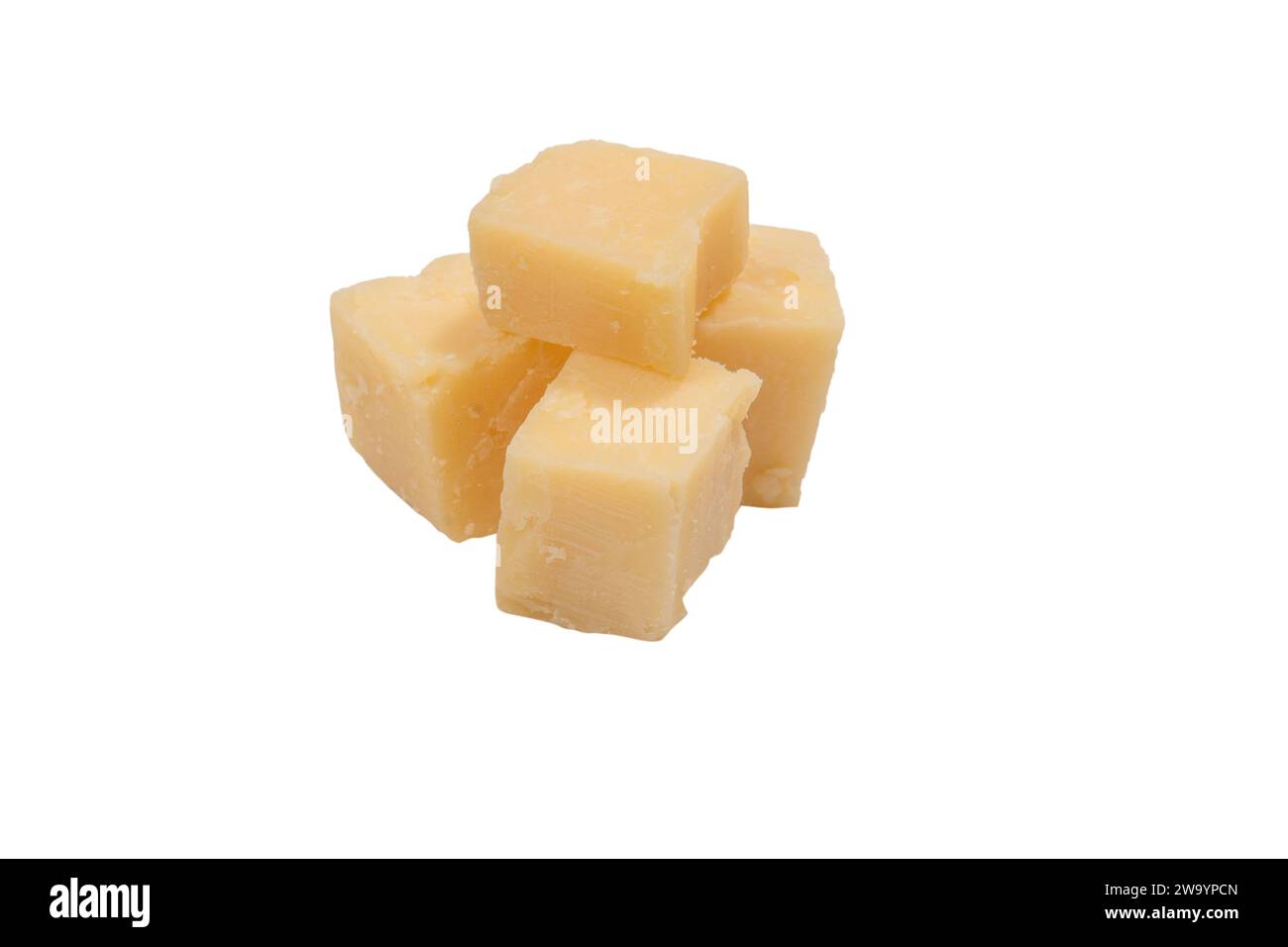 Cheese cubes isolated on a white background. Top view Stock Photo - Alamy