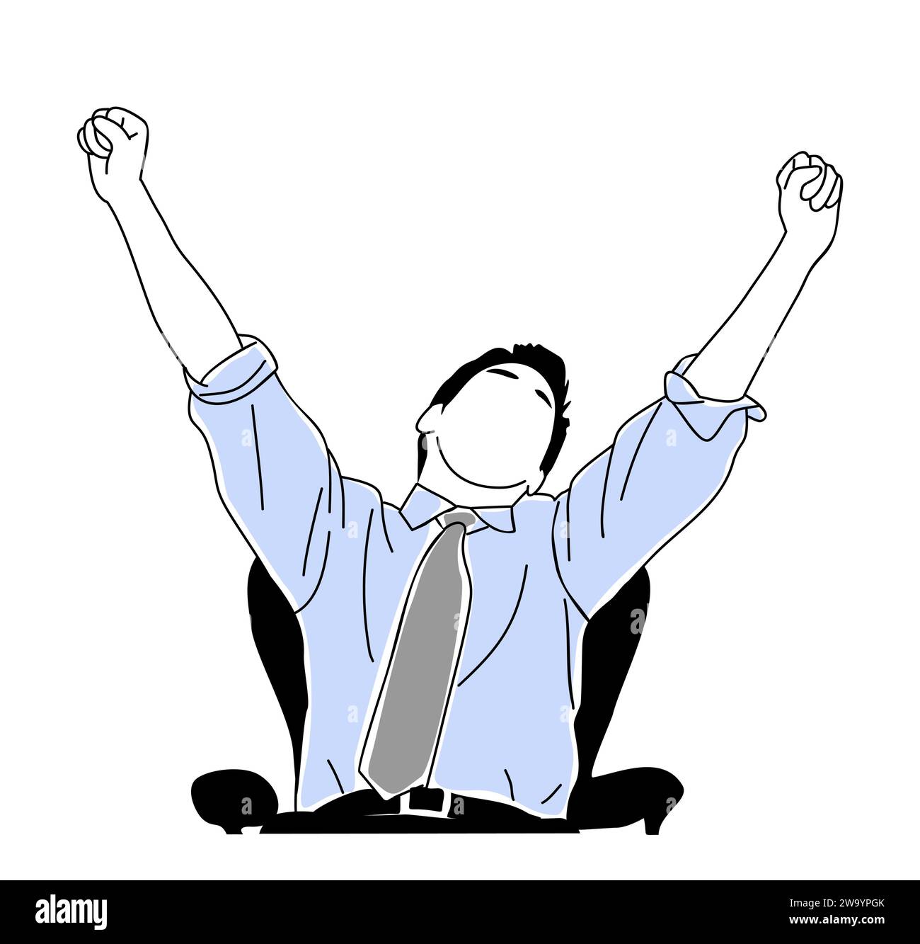 Business man celebrating success vector line art Stock Vector Image ...