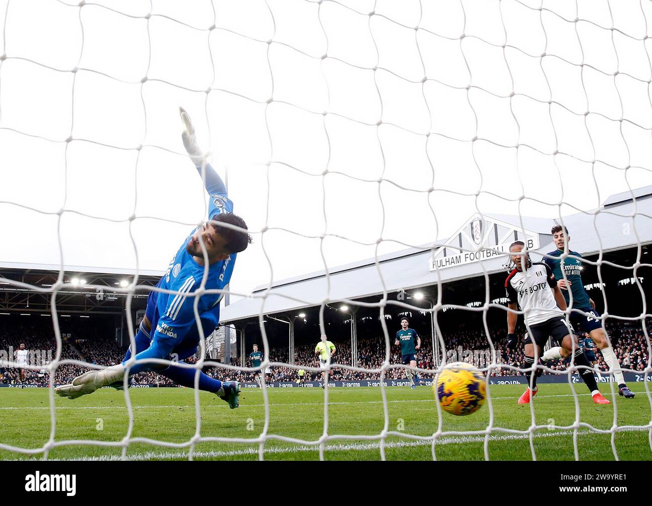 Arsenal goalkeeper David Raya concedes their sides first goal of the ...