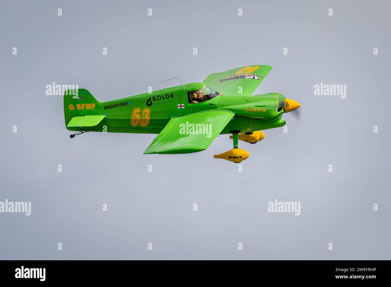 Cassutt Racer IIIM ‘G-BFMF’ airborne at the Race Day airshow held at ...