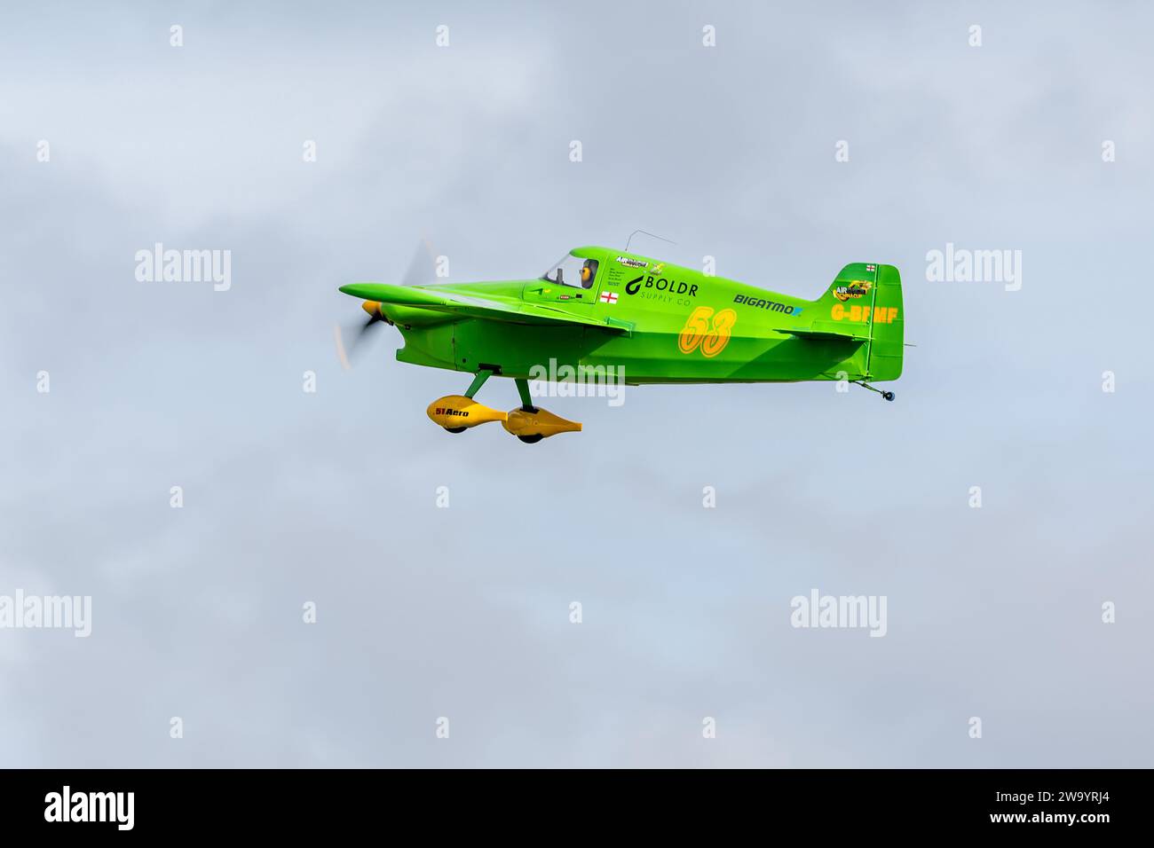 Cassutt Racer IIIM ‘G-BFMF’ airborne at the Race Day airshow held at ...