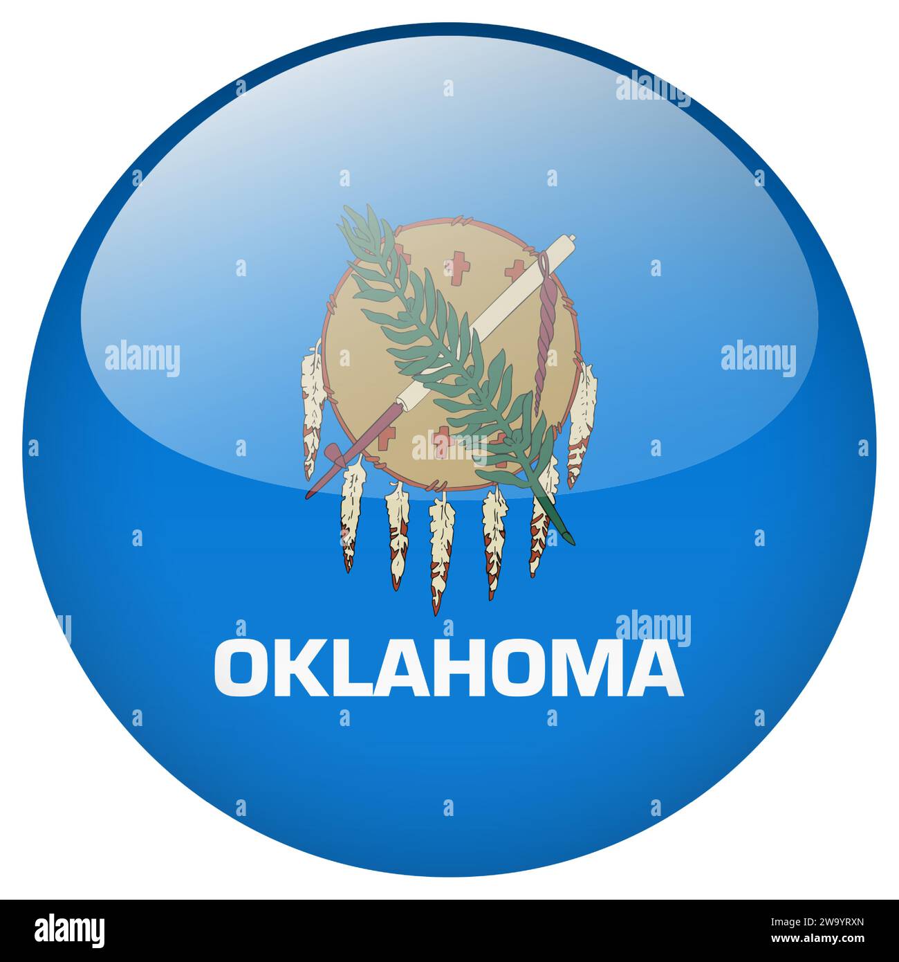Oklahoma flag button. Oklahoma circle flag button isolated on white ...