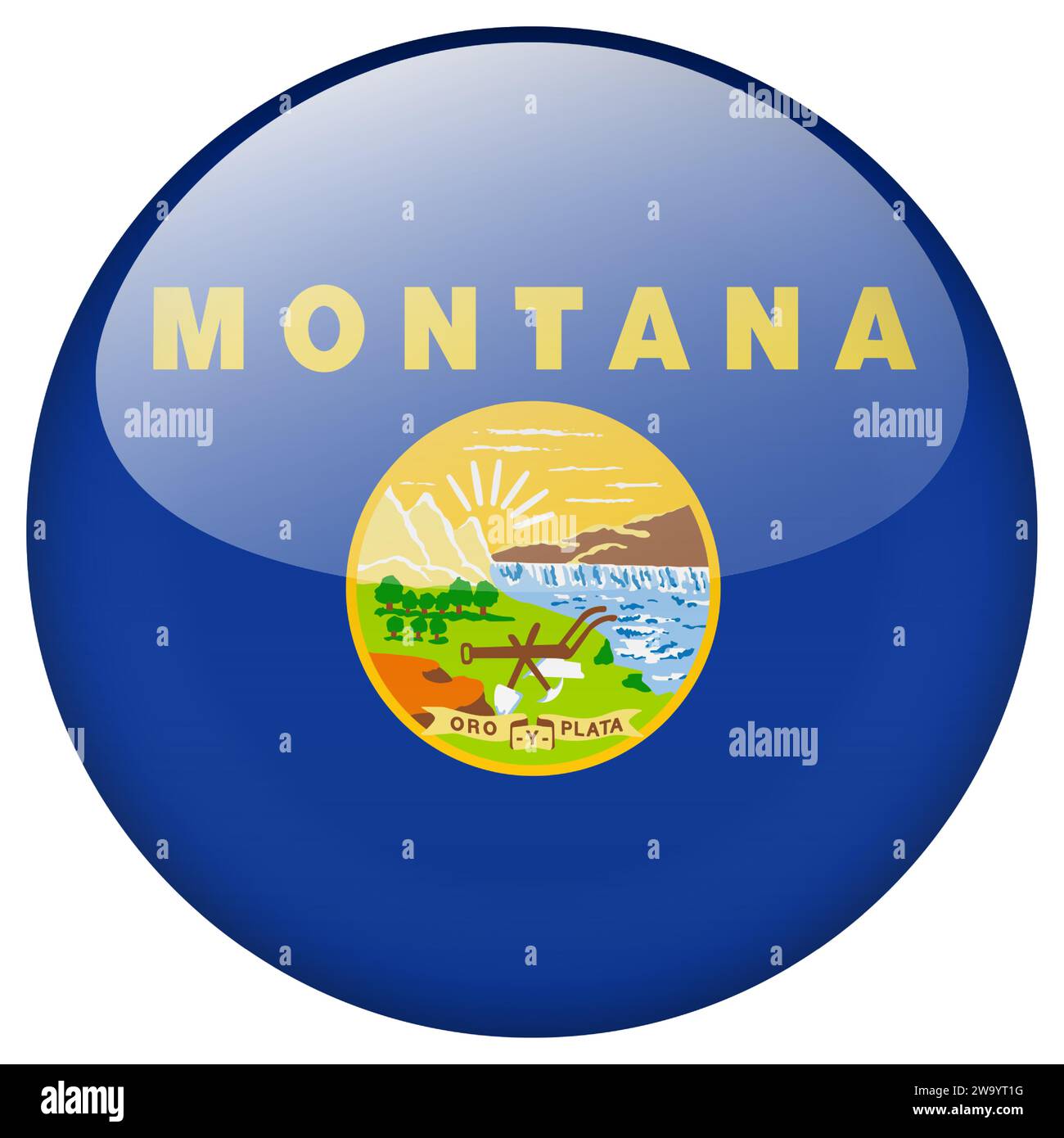 Montana flag button. Montana circle flag button isolated on white ...
