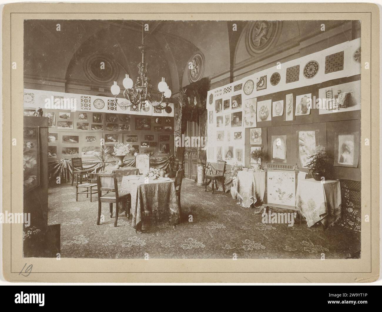 Room in the Rijksmuseum furnished as a salon with drawings and ...