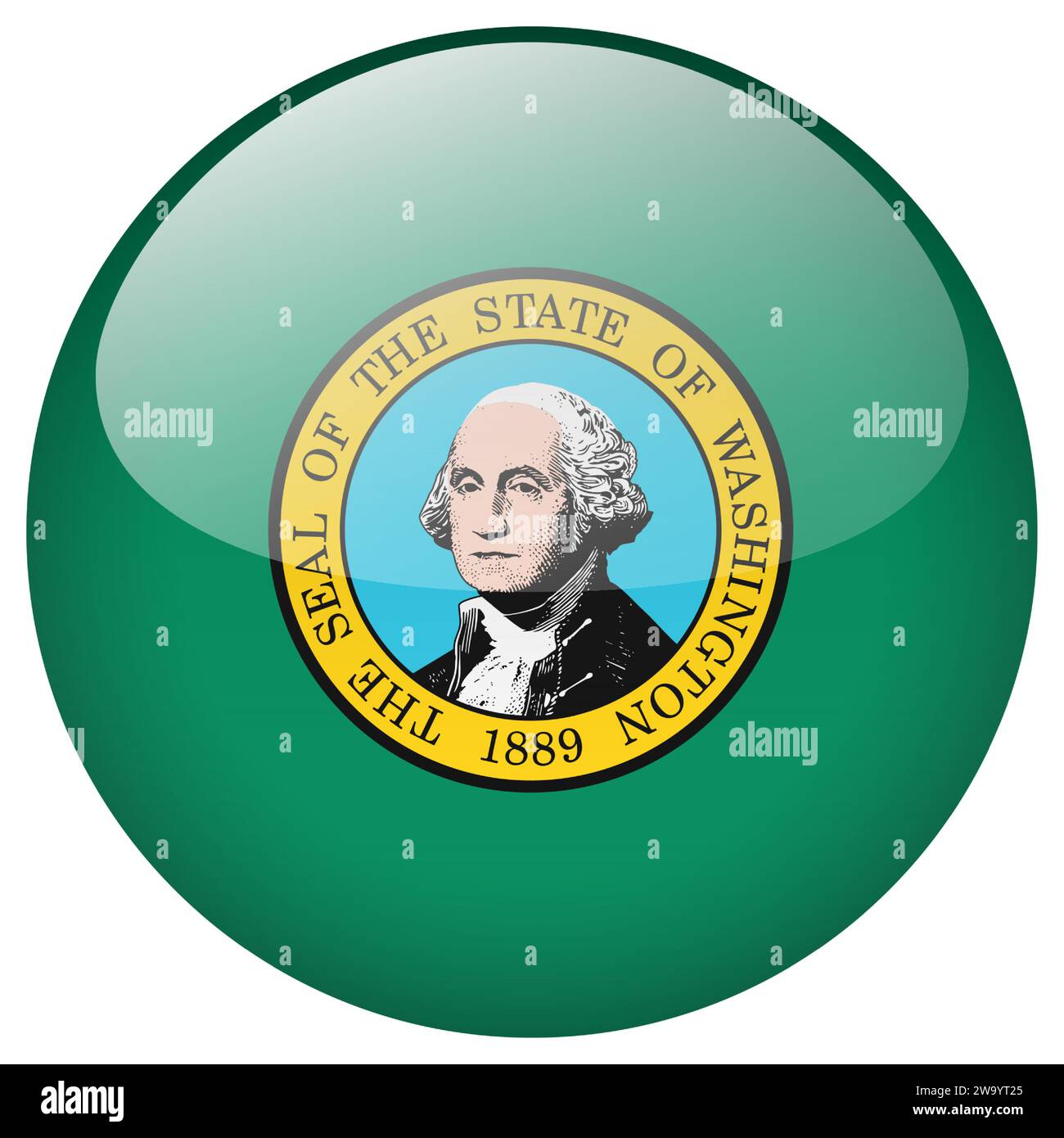 Washington flag button. Washington circle flag button isolated on white ...