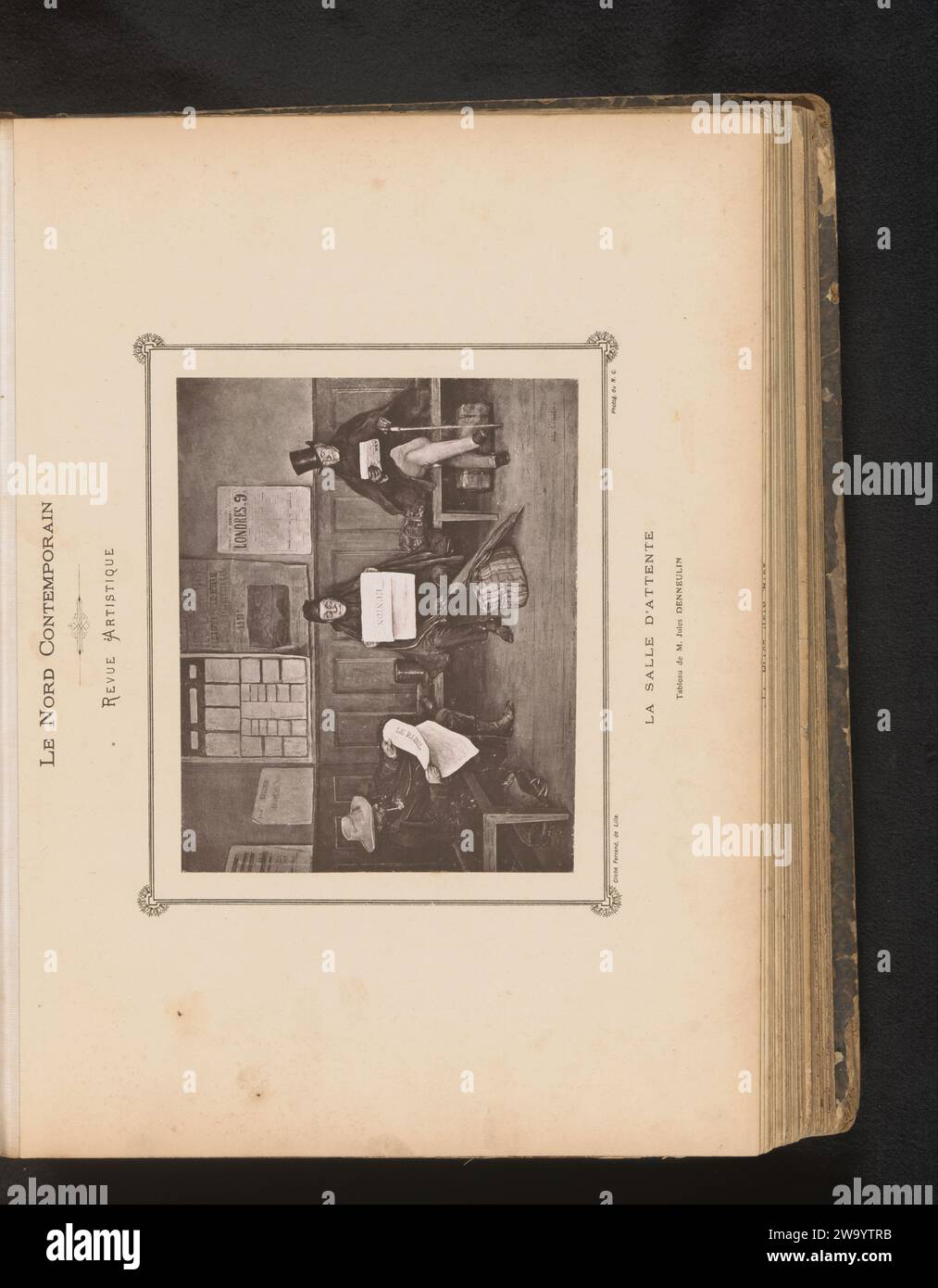 Reproduction of a painting of three people in a waiting room by Jules ...