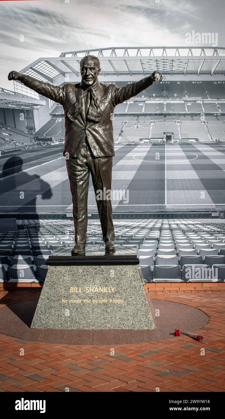 Bill Shankey statue at the Anfield stadium home to Liverpool Football ...