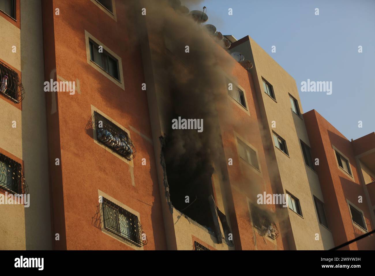 Gaza. 31st Dec, 2023. Smoke rises after an Israeli airstrike in Al ...