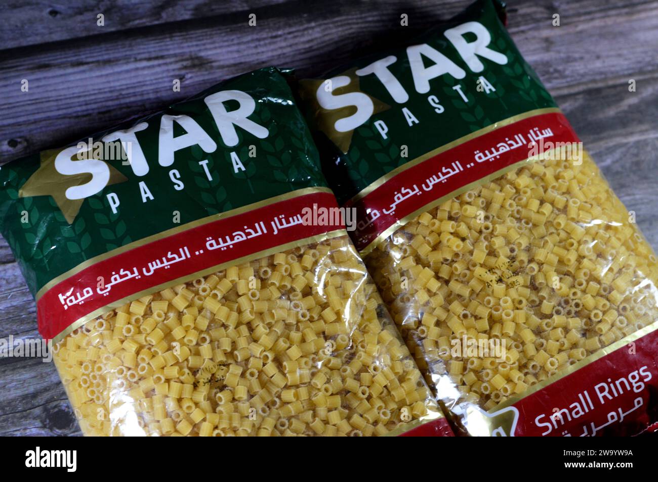 Cairo, Egypt, December 25 2023: Star dry raw uncooked Macaroni, dry ...
