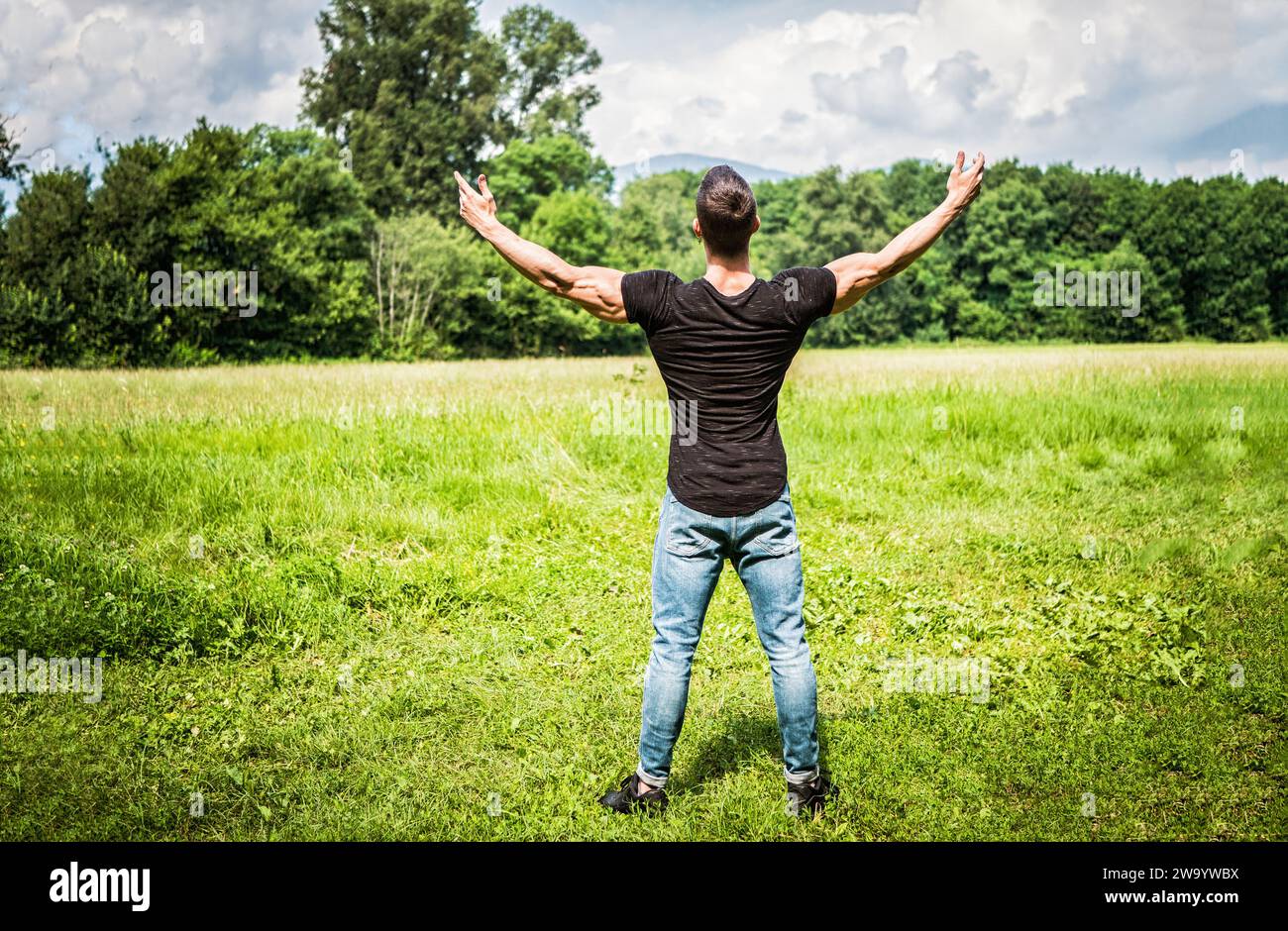 Man outstretched arms tranquil hi-res stock photography and images - Alamy