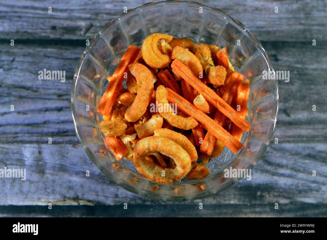 A mixture of Syrian crackers, salted and coated with flavors, in ...