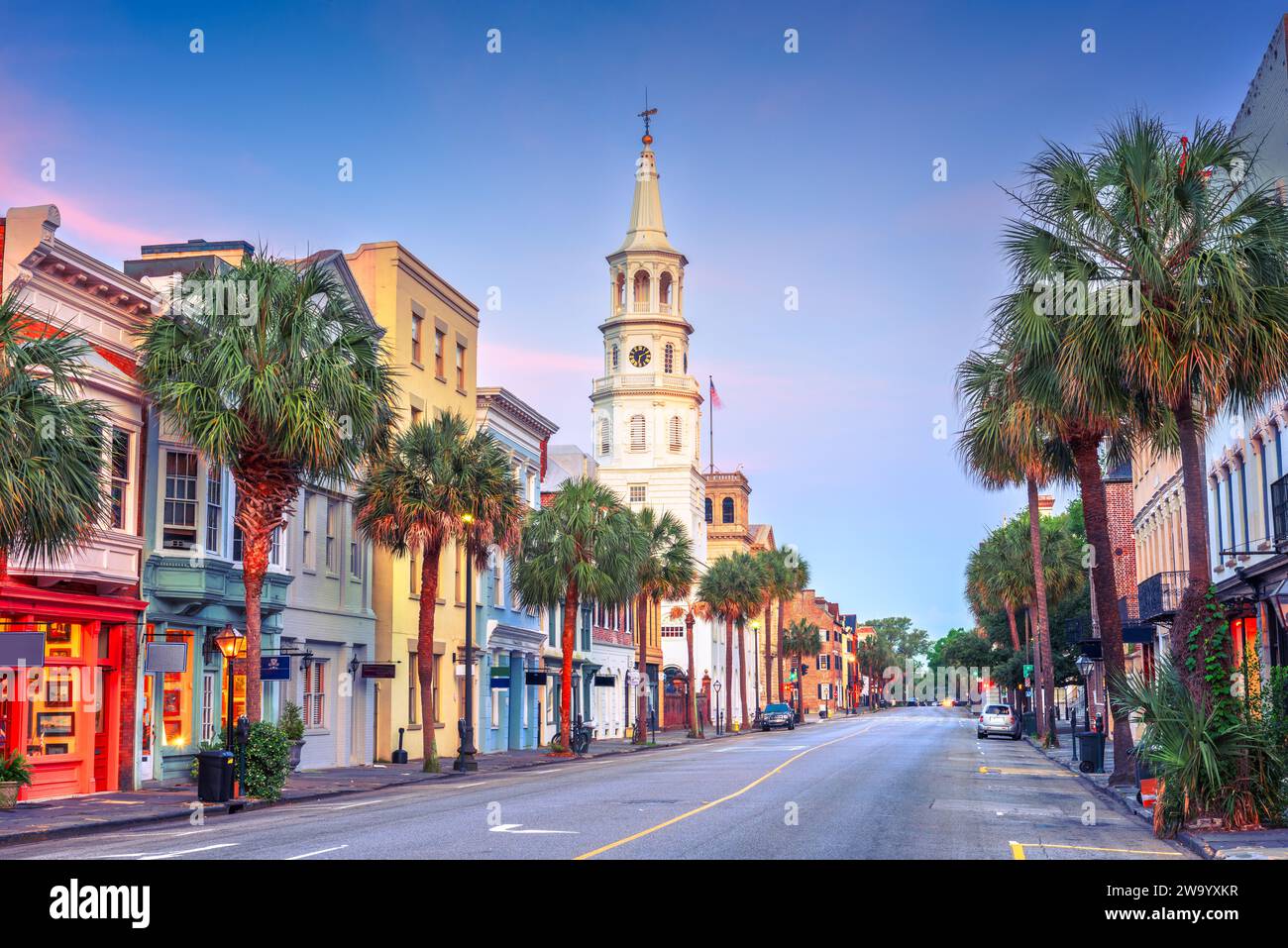 Charleston, South Carolina, USA cityscape in the historic district at ...