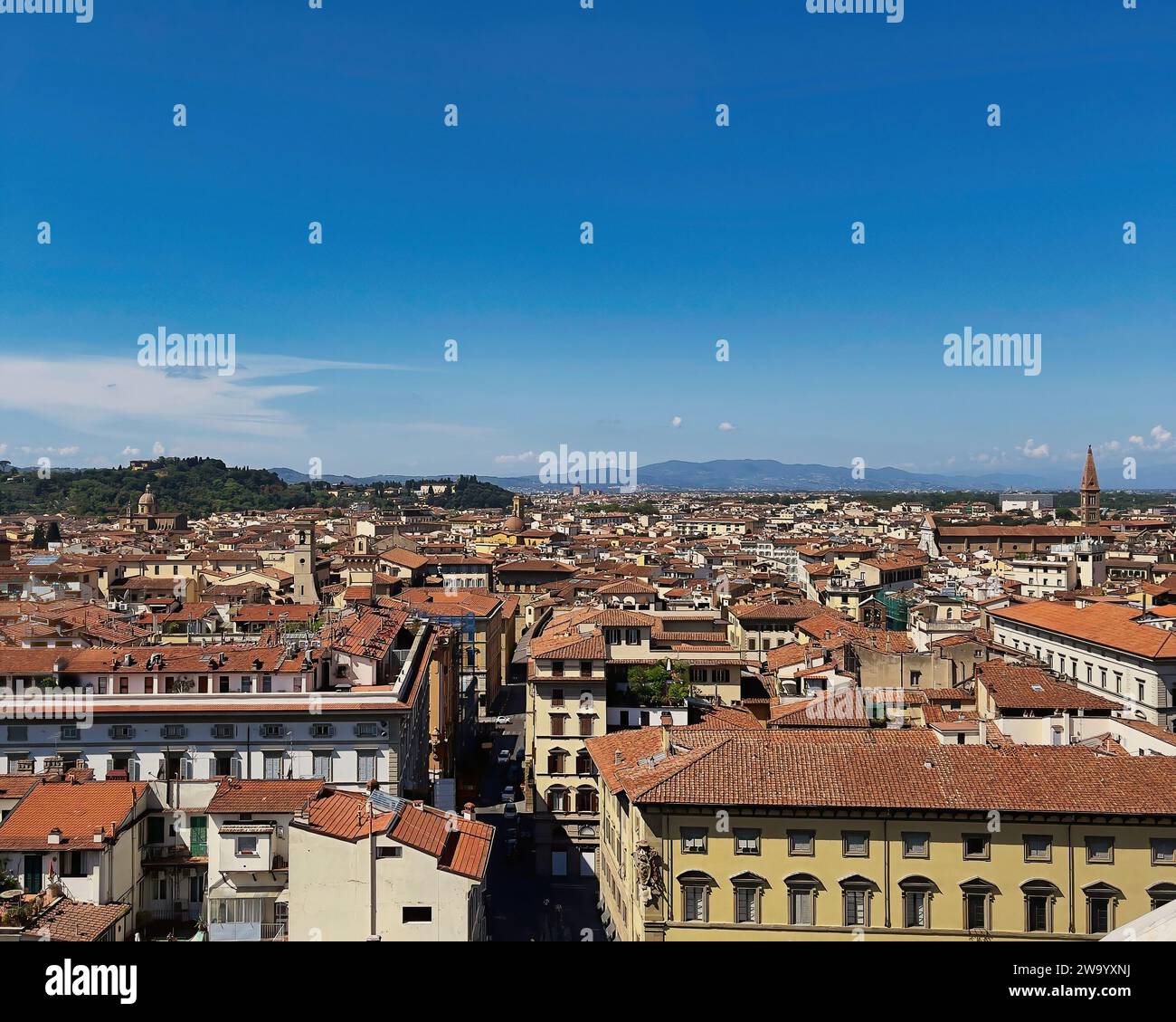 View of historic old town of Florence from top of Doumo church in ...
