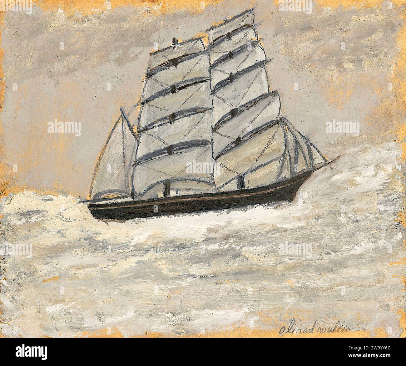 Alfred Wallis - Sailing Ship in Stormy Sea Stock Photo - Alamy
