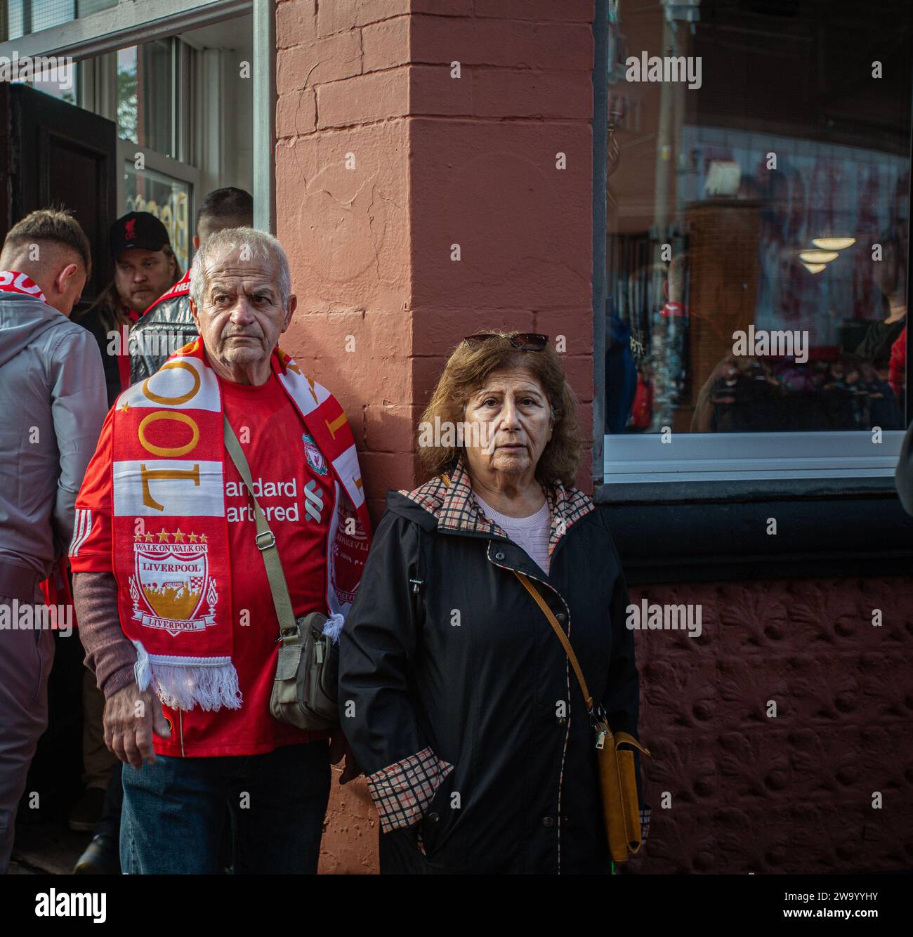 Older couple Liverpool supporters Stock Photo - Alamy