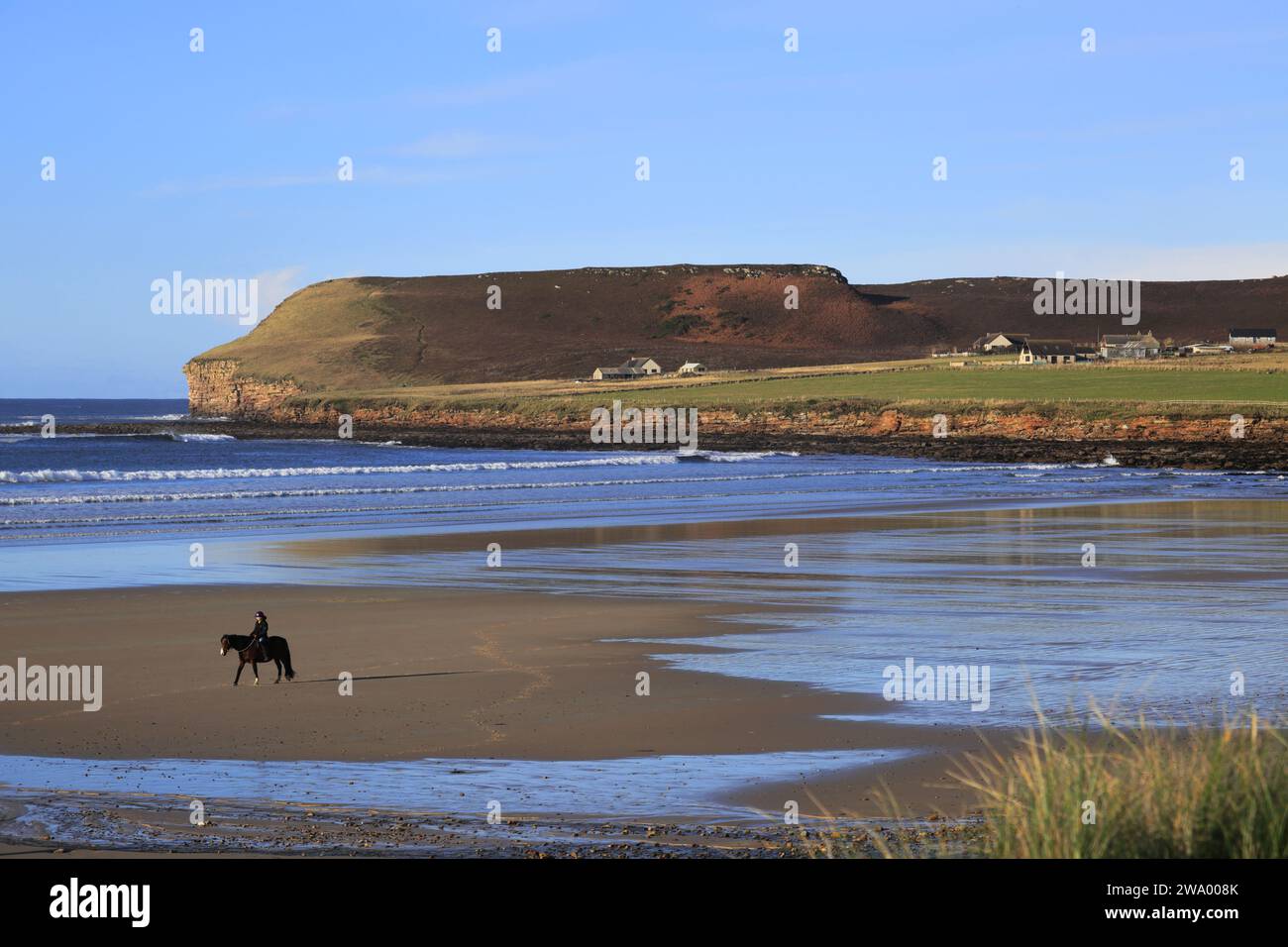 The big sandy beach at Dunnet Head, Caithness, Scotland, UK Stock Photo ...