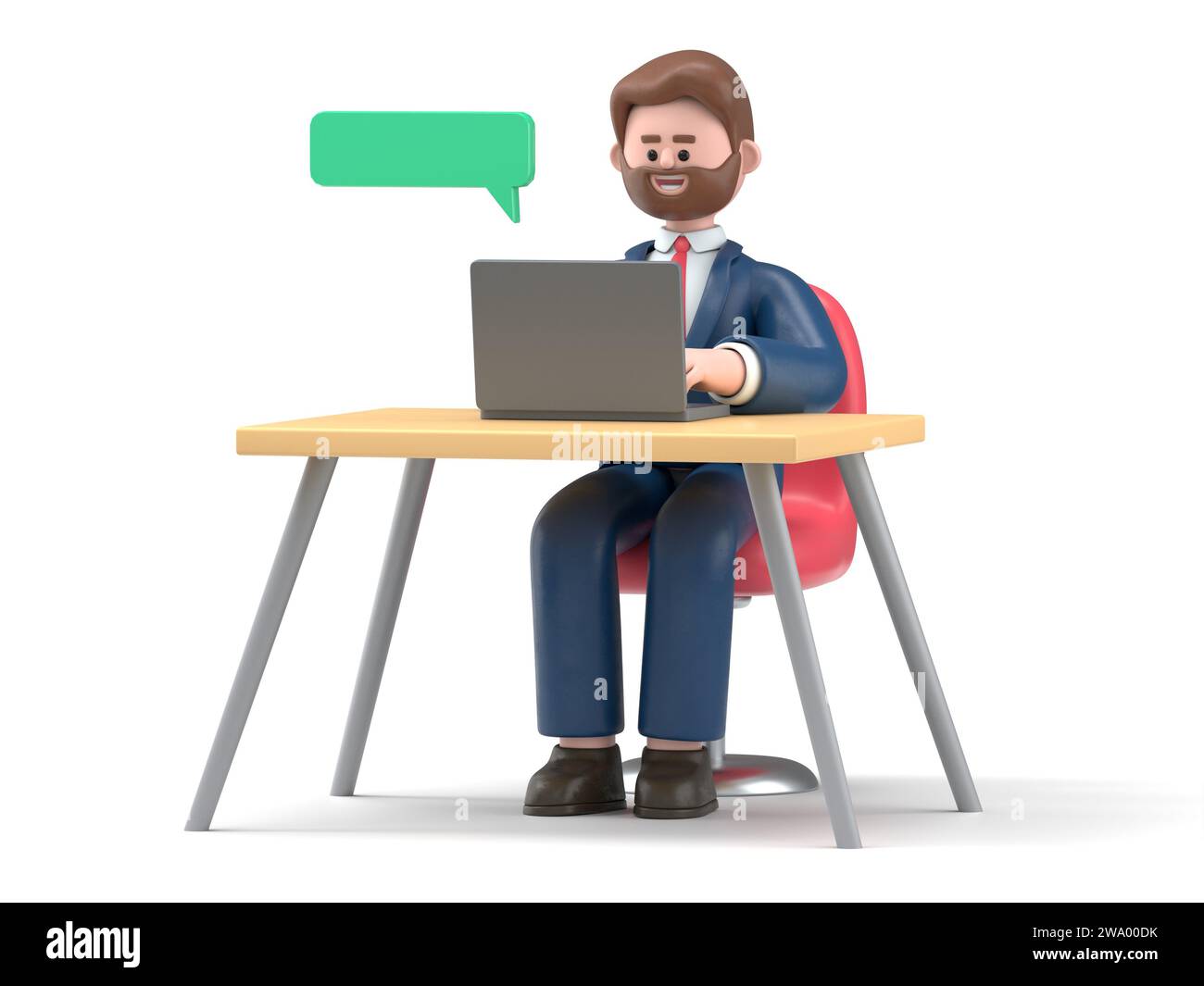 3D illustration of Cartoon 3d character with laptop. social media ...