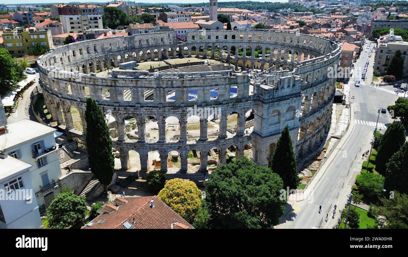 Drone photo pula amphitheater hi-res stock photography and images - Alamy