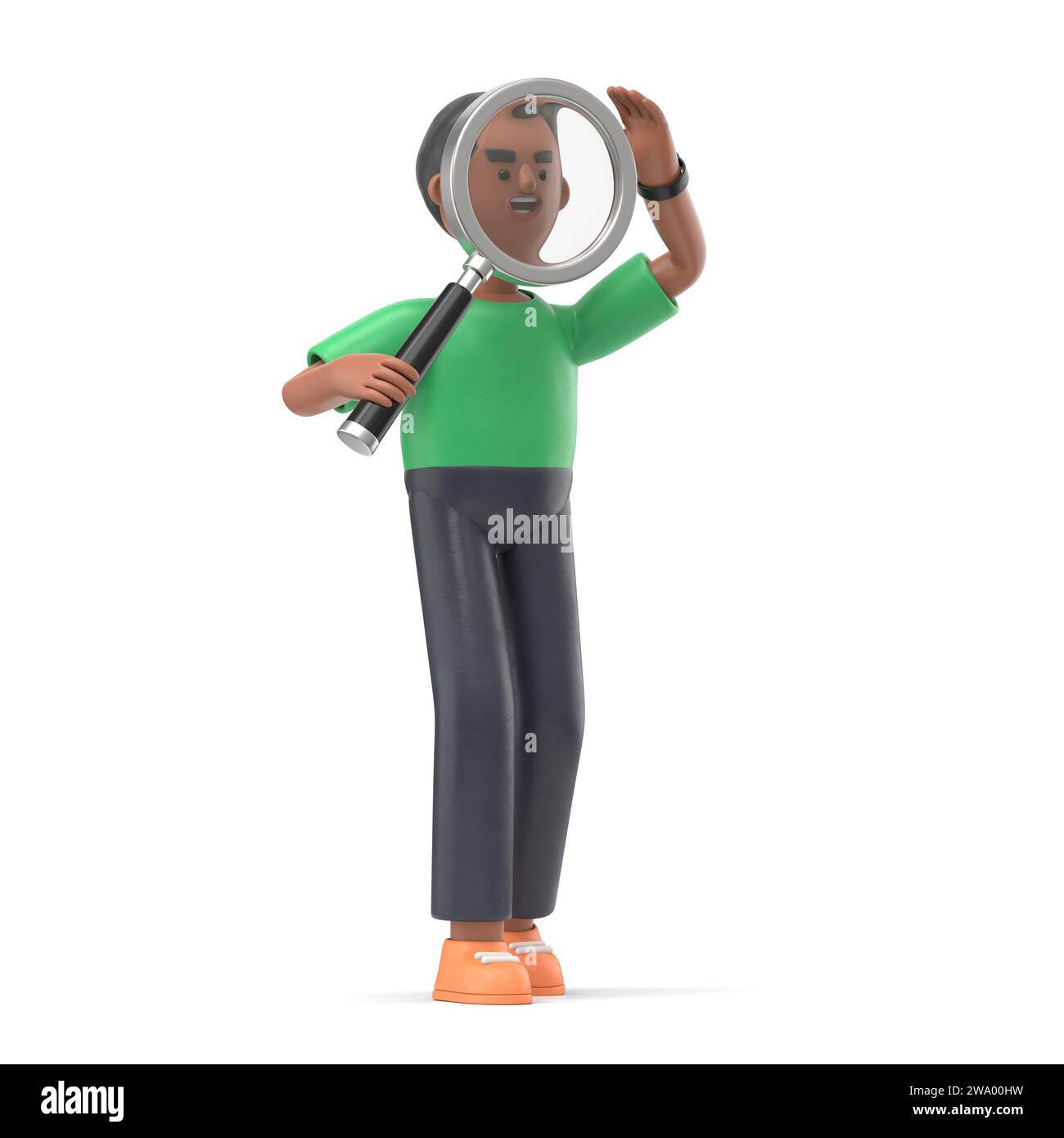 Cartoon character magnifying glass man Cut Out Stock Images & Pictures ...