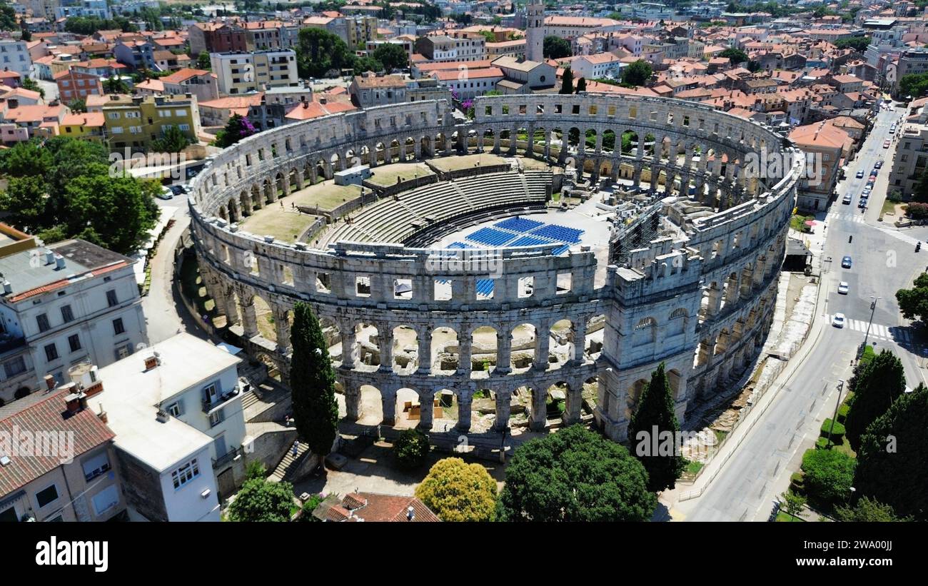 Drone photo pula amphitheater hi-res stock photography and images - Alamy