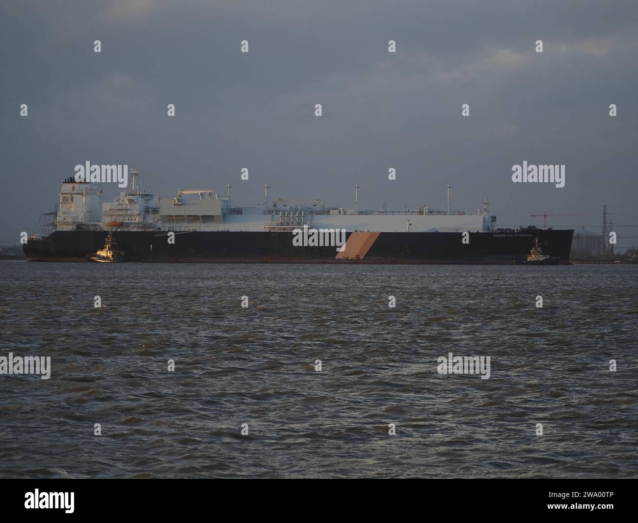 Queenborough, Kent, UK. 31st Dec, 2023. Two LNG gas ships seen berthed ...