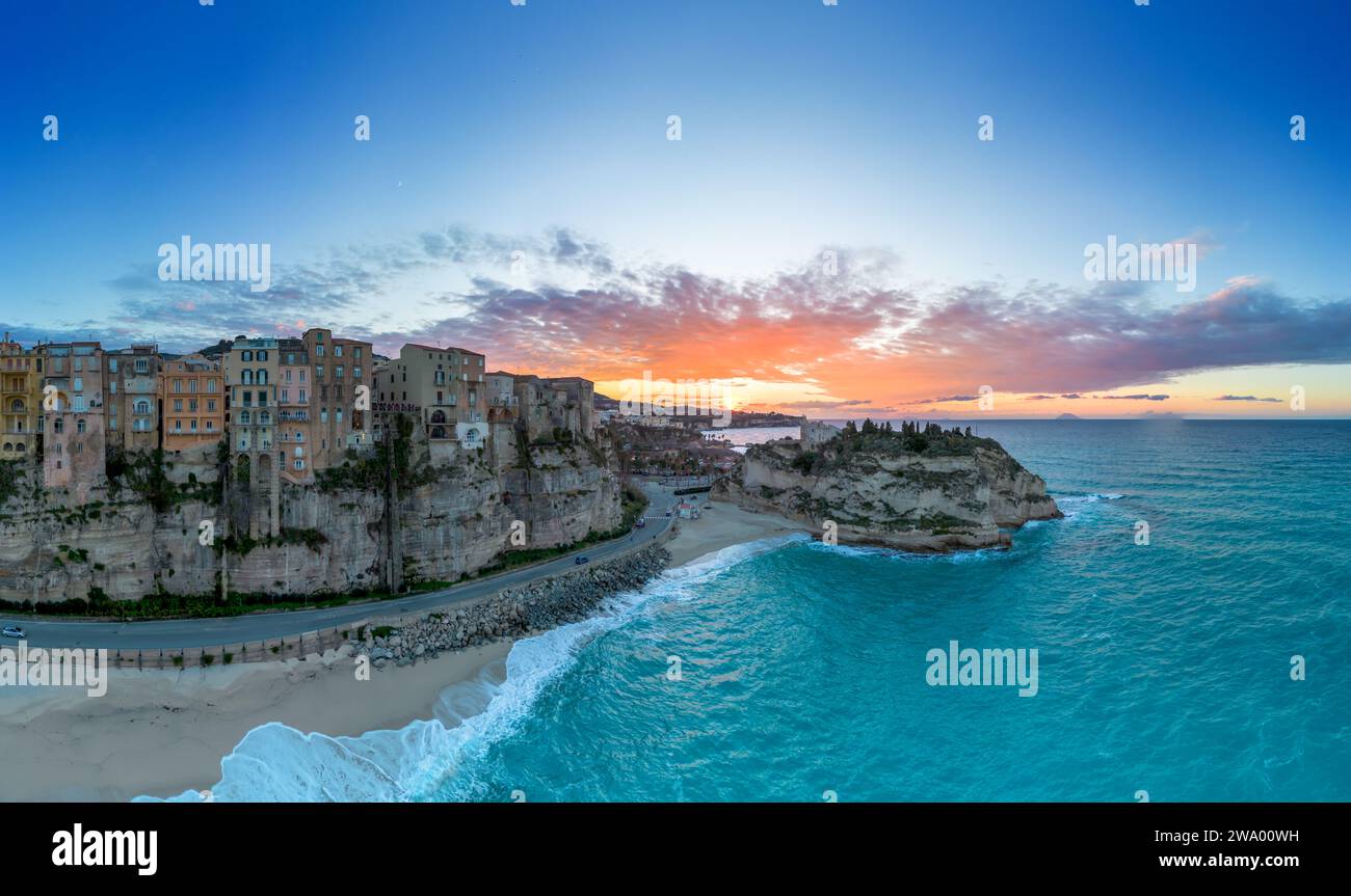 Tropea, Italy - 16 December, 2023: panorama view of Rotonda Beach and ...