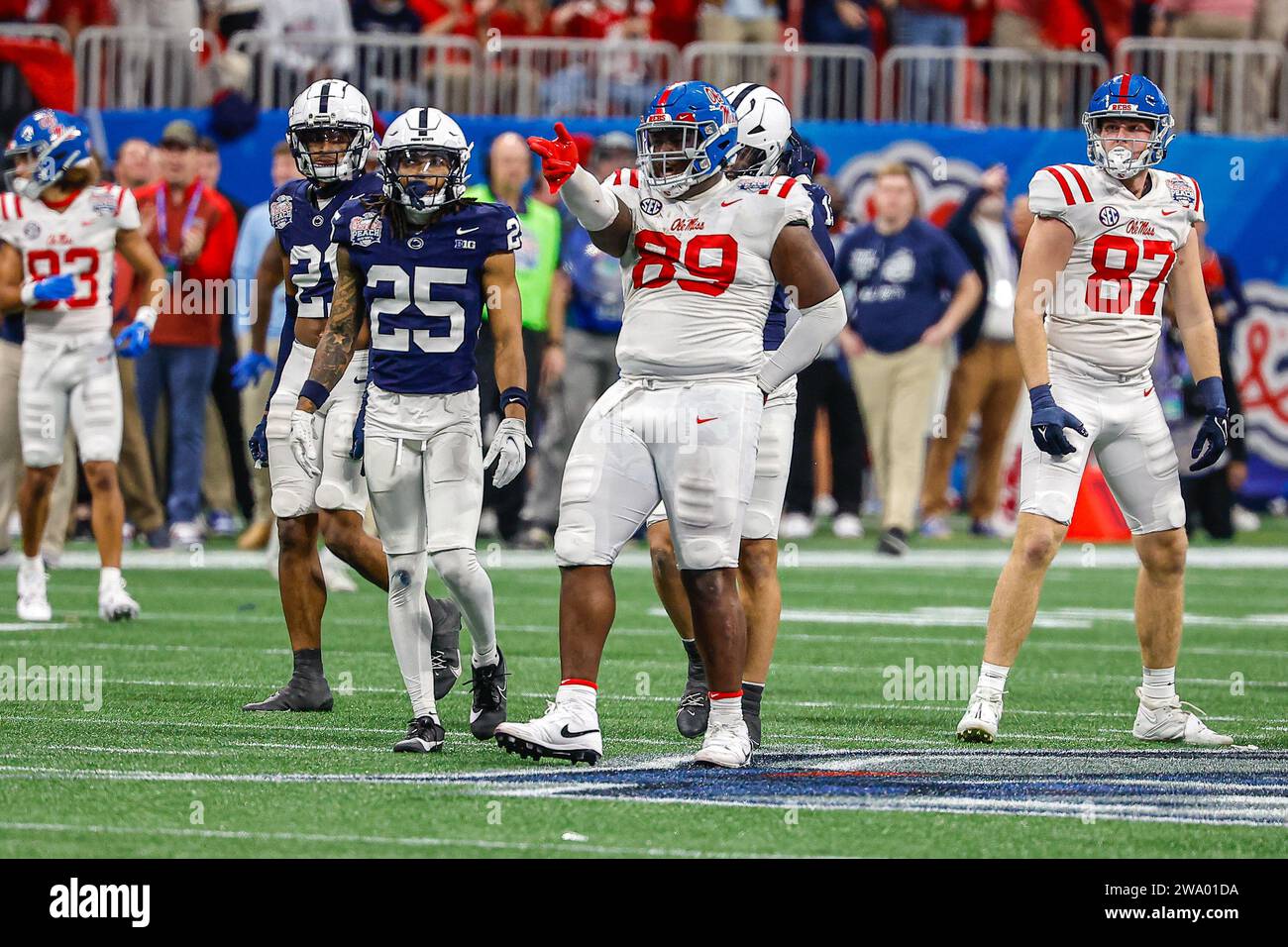 December 30, 2023: JJ Pegues of Ole Miss in action during the Chick-fil-A Peach Bowl featuring ...