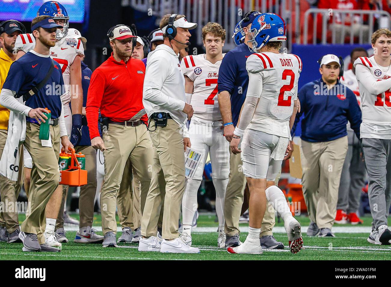 Atlanta, Georgia. 30th Dec, 2023. Ole Miss head coach, Lane Kiffin, has ...