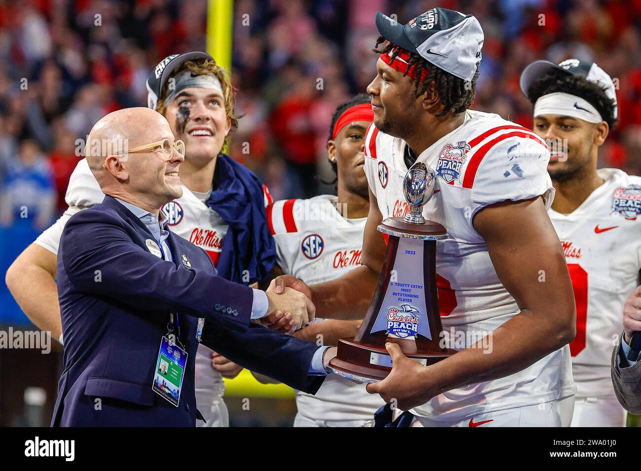 December 30, 2023: Jared Ivey of Ole Miss gets the Defensive Player of ...