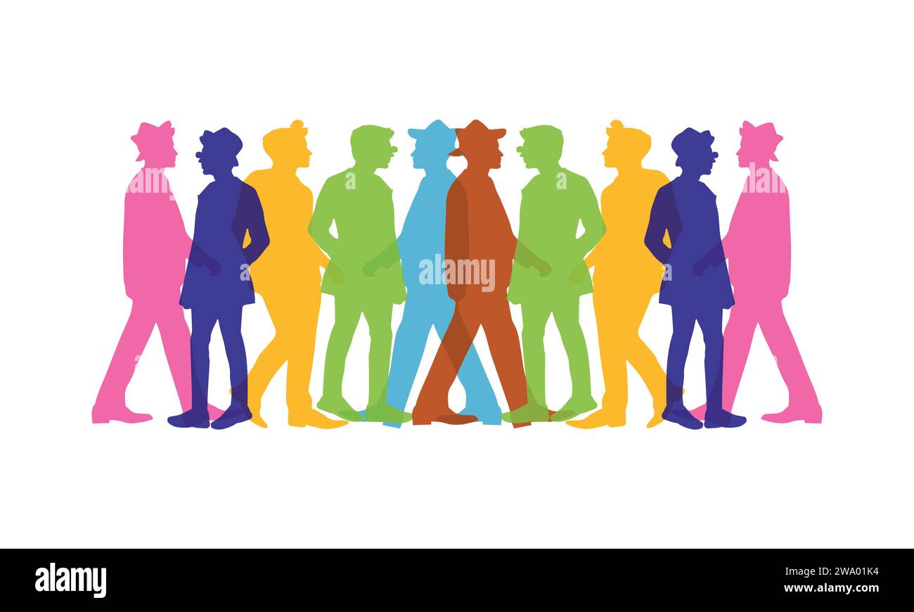 Colorful diverse people crowd. Diverse people group. Flat design vector ...