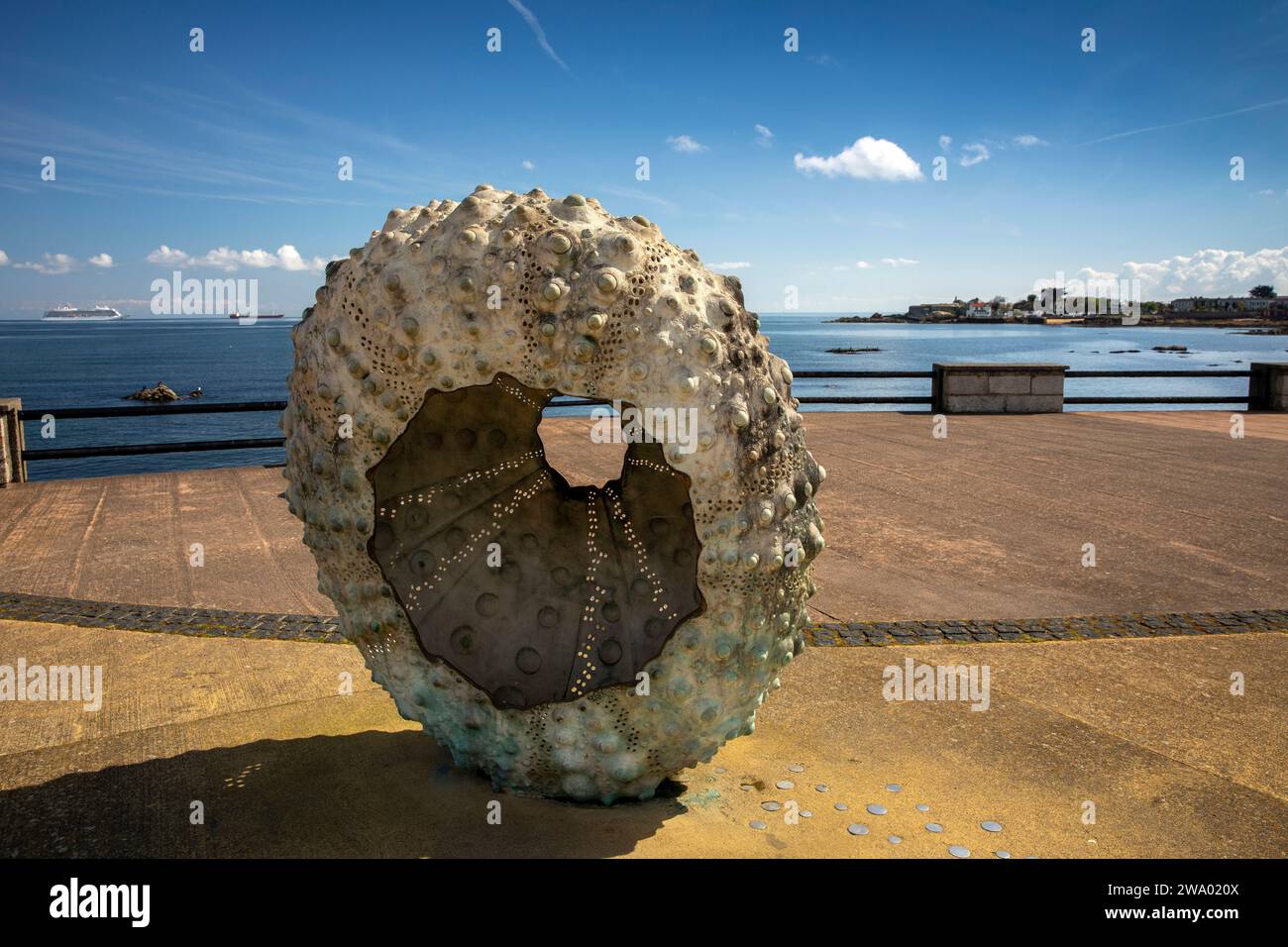 Ireland, Dublin, Sandycove, seafront promenade, Sea Urchin sculpture ...