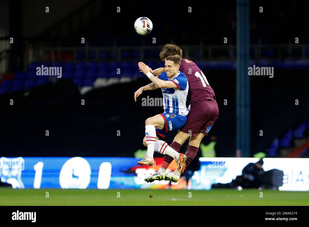 Nicky Featherstone of Hartlepool United Football Club is tussling with ...