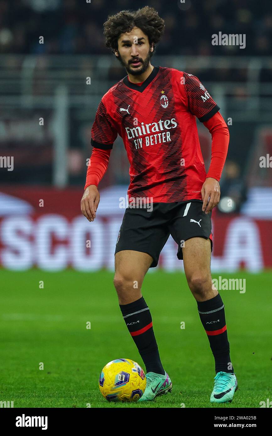 Yacine Adli of AC Milan seen in action during the Serie A 2023/24 ...