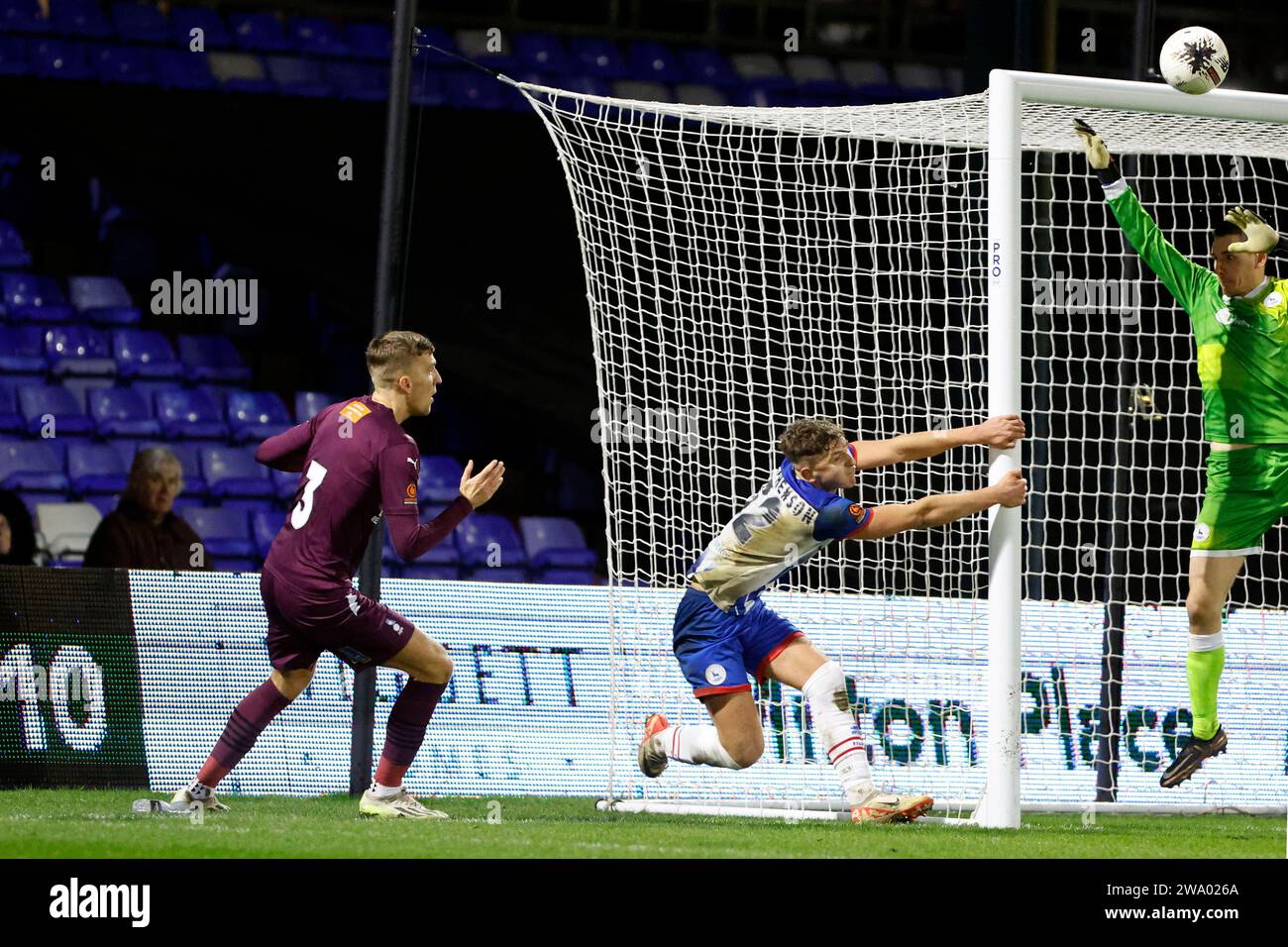 Mark Kitching of Oldham Athletic Association Football Club goes close ...